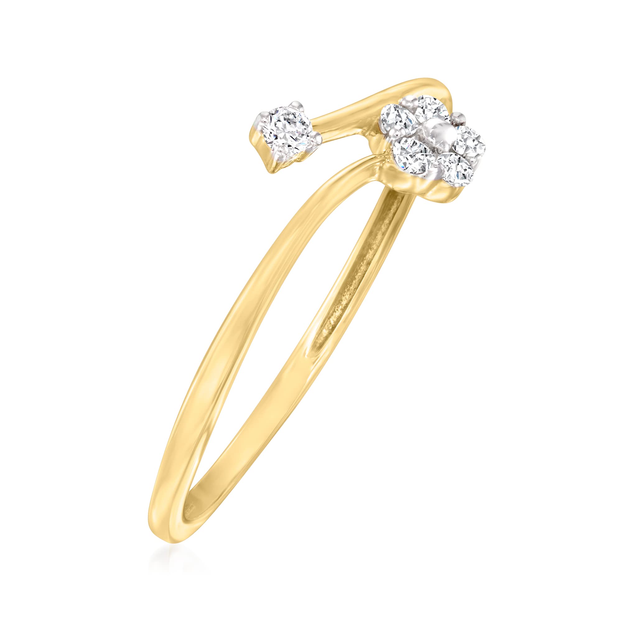 Canaria 0.10 ct. t.w. Diamond Flower Bypass Ring in 10kt Yellow Gold. Size 5
