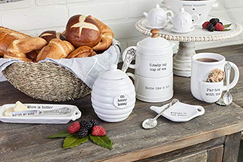 Mud Pie Circa Thanksgiving Butter Dish, White