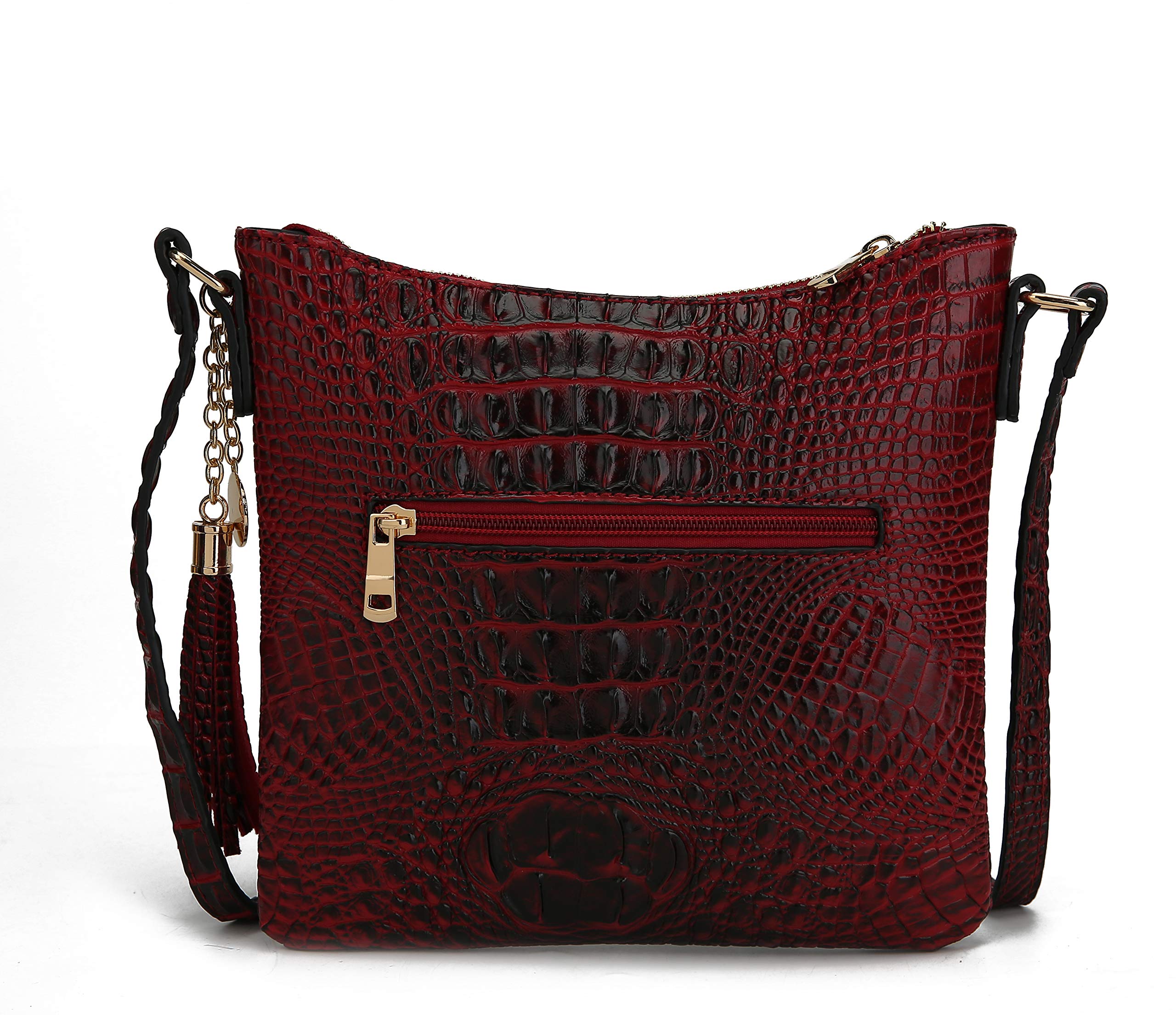 MKF Crossbody Bags for Women – PU Leather Pocketbook Handbag – Medium Side Messenger Purse, Shoulder Strap Black