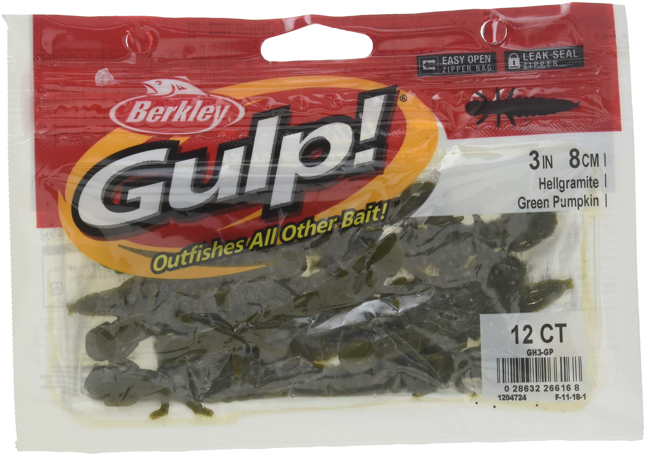 Berkley Gulp! Hellgramite Green Pumpkin, 3-Inch