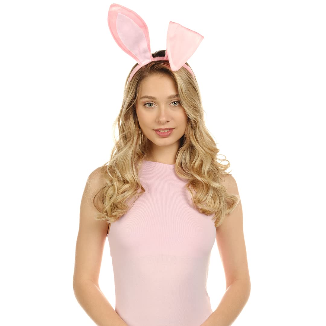 Funcredible Pink Bunny Ears - Bunny Ears Headbands - Bendable Bunny Ears - Bunny Rabbit Cosplay Costume Accessories for Kids and Adult