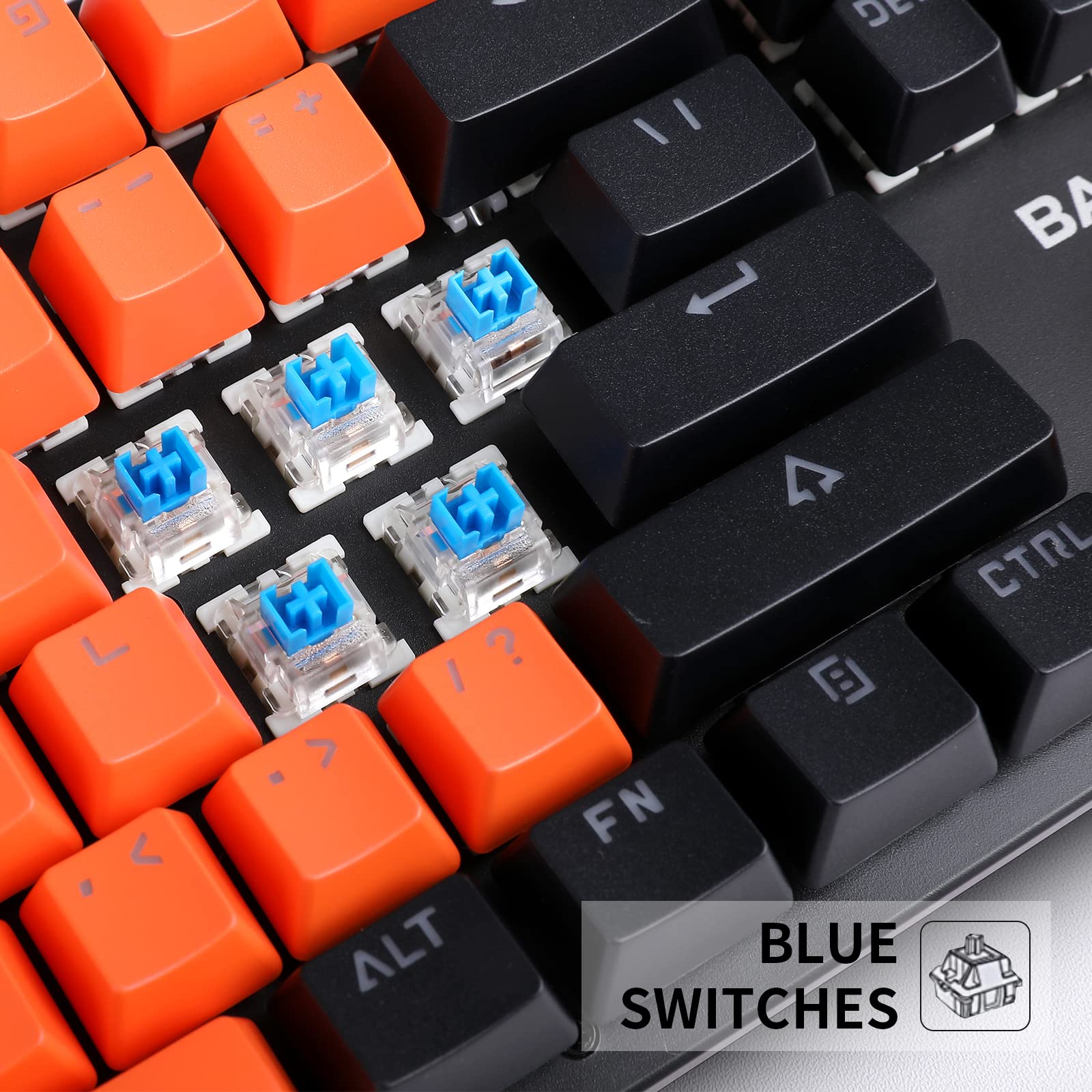 BAJEAL Wired Gaming Mechanical Keyboard RGB Backlit Teclado Hot Swappable with Blue Switches for Gaming PC Compact 87 Keys (Orange and Black)