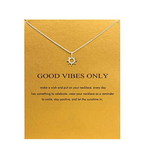 Hundred River Sun Necklace Pendant Chain Necklace with Message Card Gift Card (Sun Hollow s)