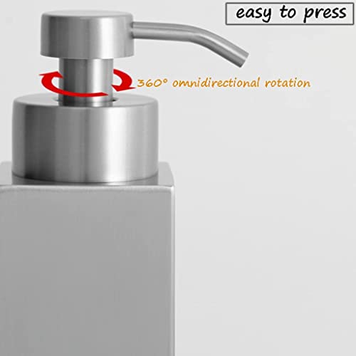 BREWIX Stainless Steel Soap Dispenser Square Frosted Foam Soap Pump for Home Kitchen Restroom Lotion Dispenser, 6.7 Oz / 200 Ml Soap (Color : Gray-2)