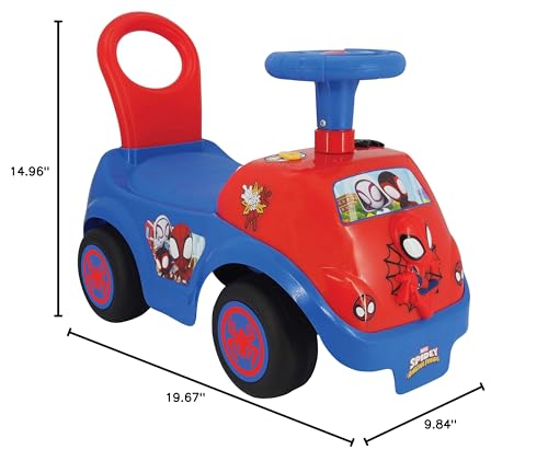 Kiddieland: Spidey Team Activity, Ride-On, Lively Sounds and Has Flashing Lights, Interactive Dashboard with Exciting Sounds, Colorful Flashing Lights