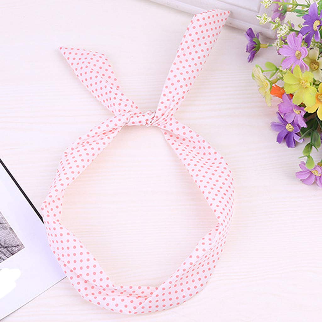 HYSGM Women Fashion Twisted Wire Headbands Polka Dot Printed Hair Wrap Band For Girls (White)