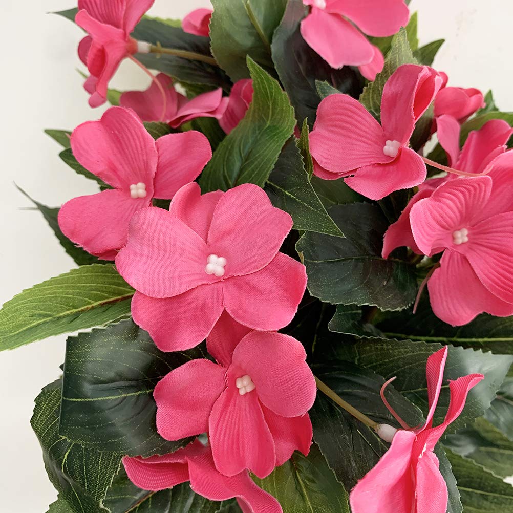 Lopkey Artificial Impatiens Bouquet Flower Patio Lawn Garden Wedding Photo Decor (2Pcs),Pink