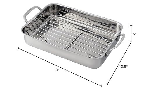 Cuisinart 7117-14RR 14-Inch Chef's-Classic Cookware-Collection, Lasagna Pan w/Stainless Roasting Rack, Stainless Steel