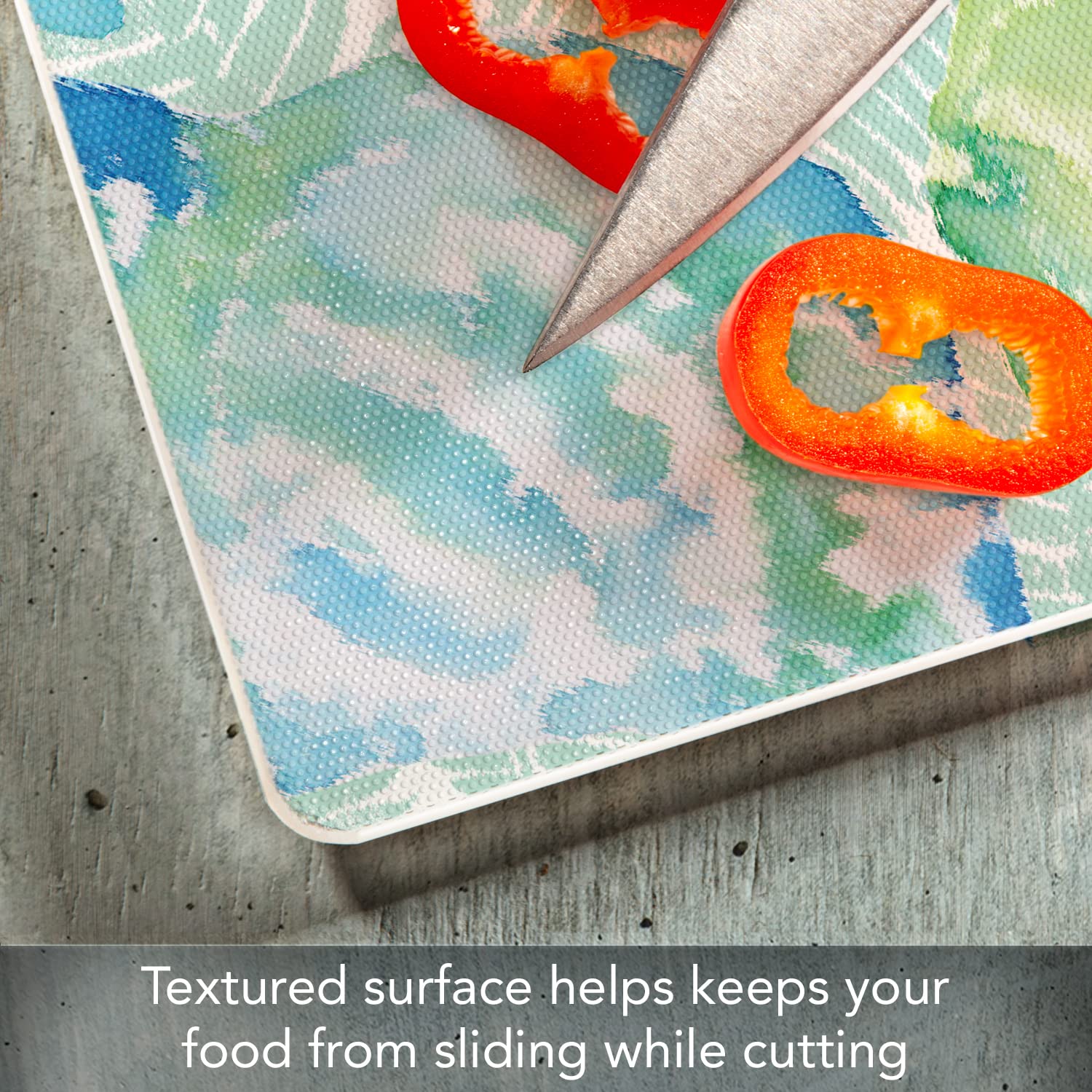 CounterArt Coastal Isla Mona 3mm Heat Tolerant Tempered Glass Cutting Board 15β x 12β Manufactured in the USA Dishwasher Safe