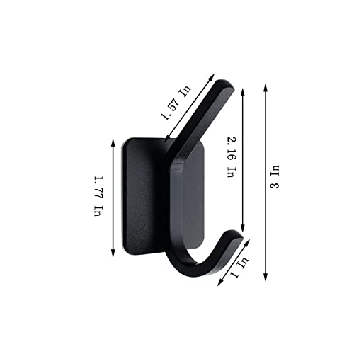 feliposi Towel Hook/Adhesive Hooks - Wall Hooks for Coat/Robe/Towels Stick on Bathroom/Kitchen 4-Pack, Waterproof Aluminum Alloy (Black)