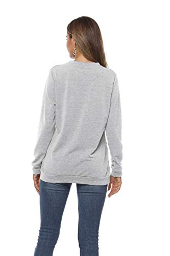 BLANCHES It's Just A Bunch of Hocus Pocus T-Shirt Women Sweatshirt Halloween Sanderson Sisters Long Sleeve Pullover Tops Gray