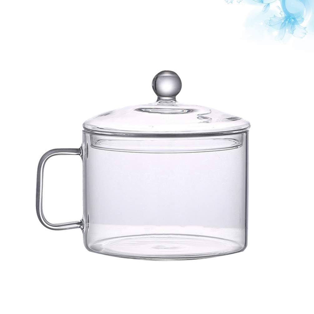 Cabilock Glass Saucepan with Cover Borosilicate Glass Cooking Pot Saucepan Kitchen Pot for Pasta Noodle Soup Milk 13CM