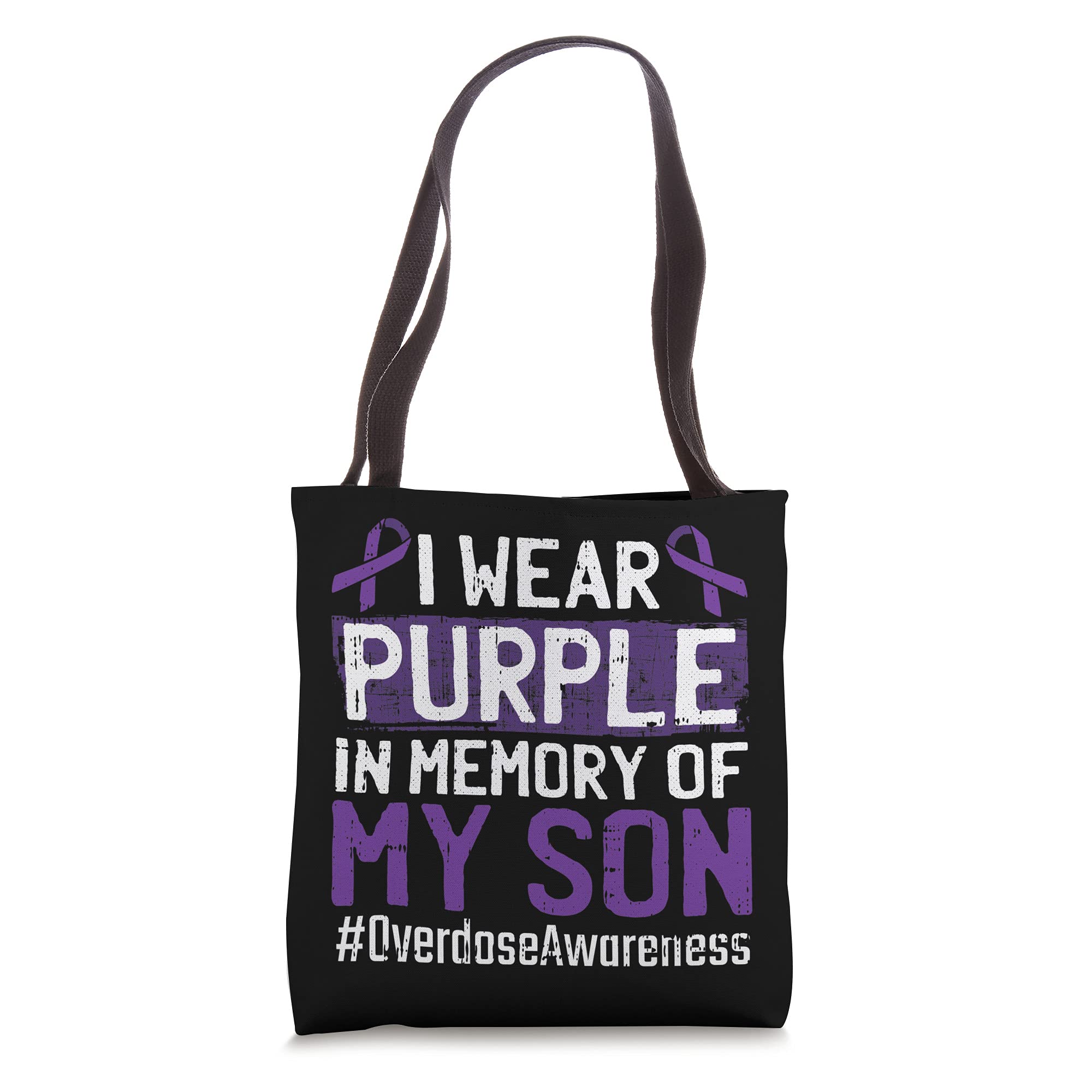 I Wear Purple For My Son Overdose Awareness Ribbon Tote Bag