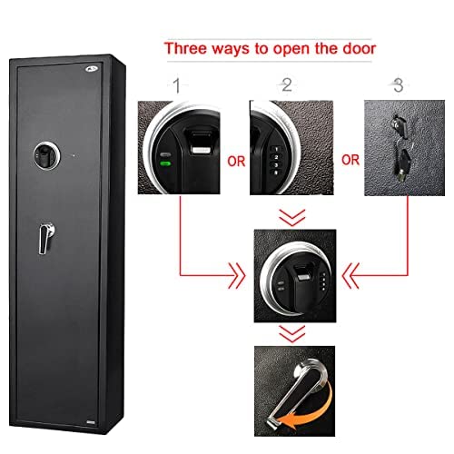 Biometric Fingerprint Gun Safe for Rifle, Upgraded Quick Access Large Rifle Gun Security Cabinet for 5-6 Rifle Shotgun Firearms with/without Scopes with Pistol Lock Box