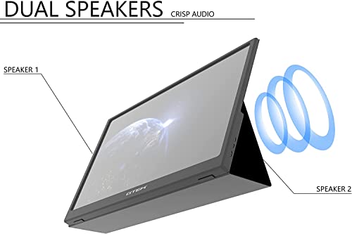 GTEK Portable Monitor 15.8 Inch IPS Full HD 1920 x 1080P Screen with Speaker, Second Dual Computer Display, Wider Than 15.6 Inch, External Travel Monitor for MacBook Laptop PC, Includes Smart Cover