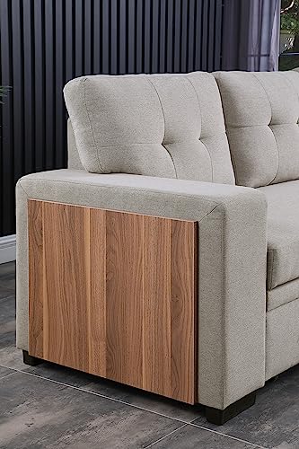 Devion Furniture Enzo Sleeper Sofa for Living Room, Apartment, Dorm Sofabed Sectional, Light Gray