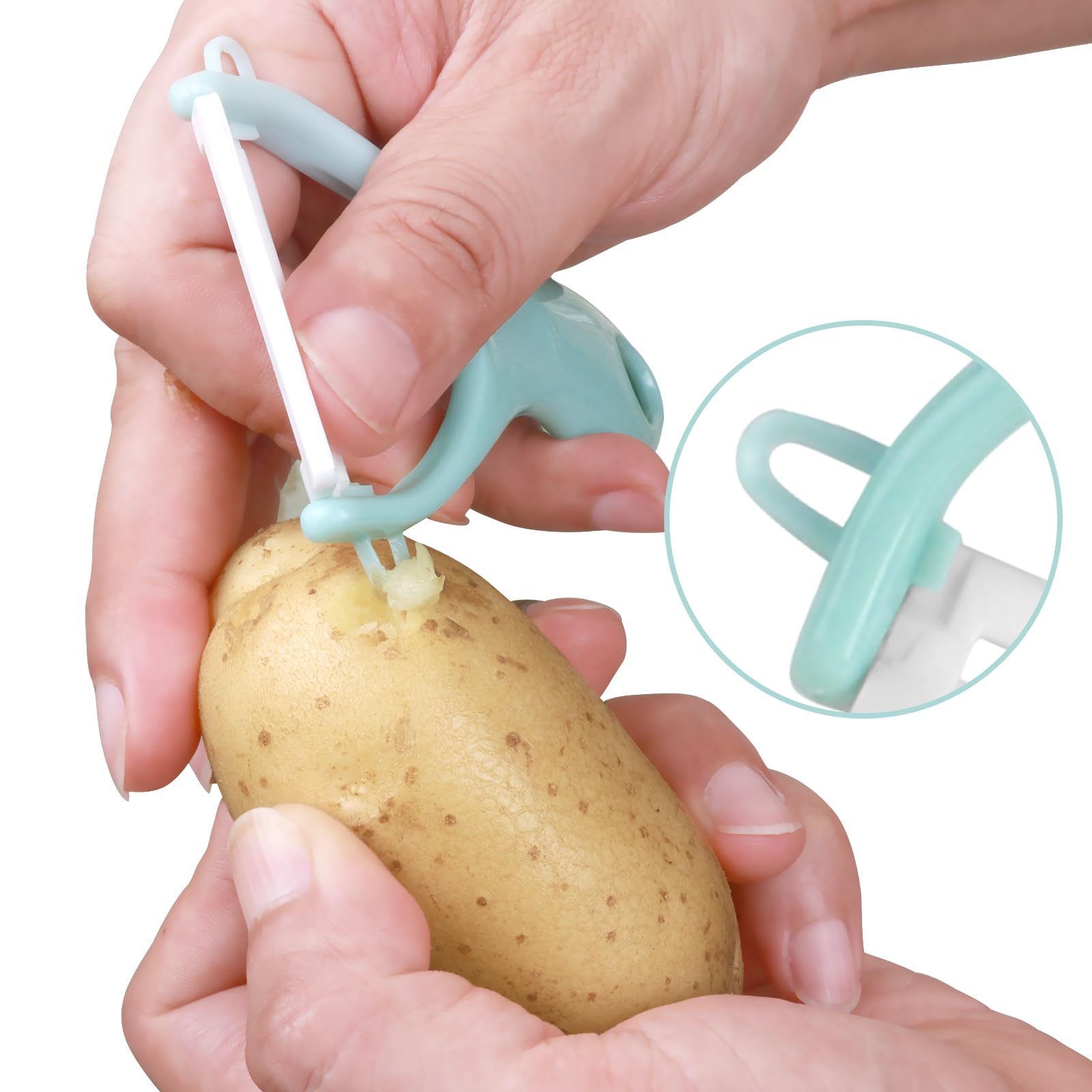 binyu Ceramic Vegetable Fruit Peeler and Paring Knives Set - Effortless Precision in Every Peel,Suitable for Processing Various Fruits and Vegetables in the Kitchen (Green)