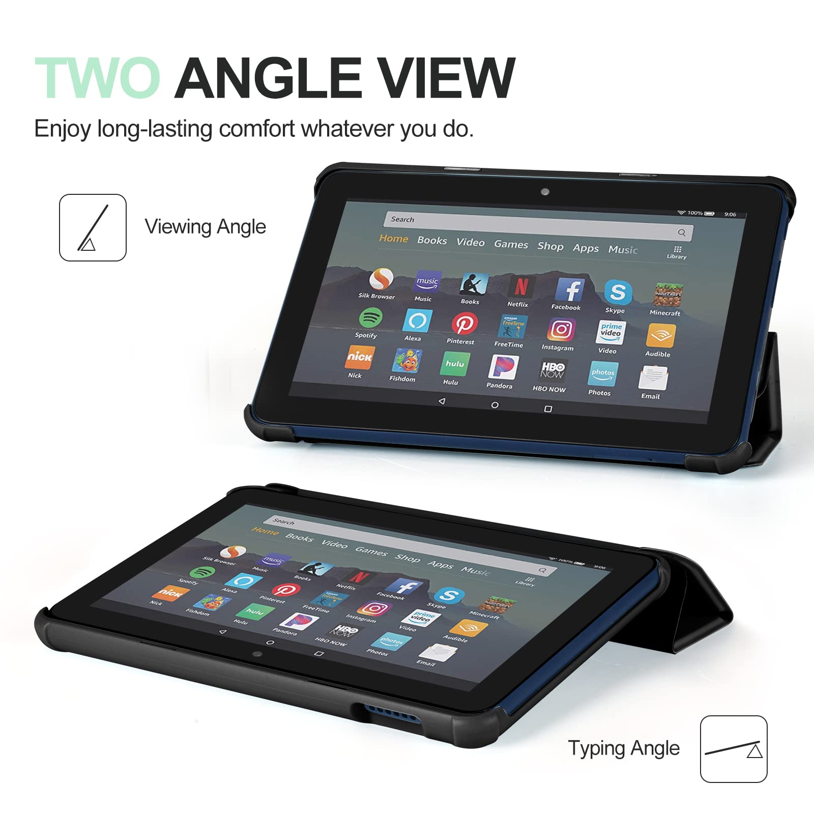 Case for Amazon HD Fire 7 Tablet 12th Generation 2022 Released, Soft Comfortable Case, Ultra Slim Lightweight Trifold Stand Cover with Auto Sleep/Wake (Black)