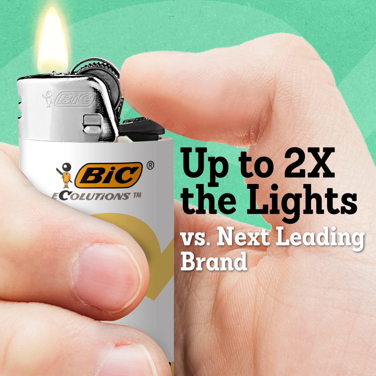 BIC Ecolutions Maxi Pocket Lighter, 6-Pack of Ecofriendly Candle Lighters, 100% Recycled Packaging and 55% Recycled Metal, 30% Carbon Offset