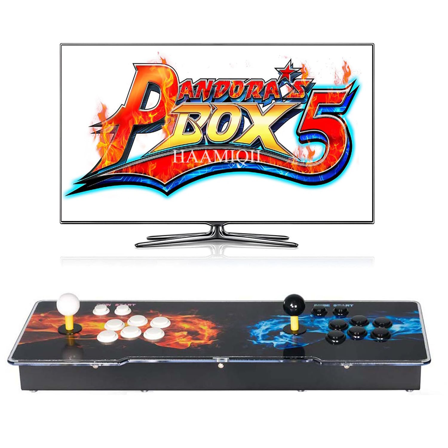 HAAMIIQII Retro Arcade Game Console WiFi, 3D Pandoras Box Built-in 8000 Classic Arcade Games, 1280x720 Full HD Plug and Play Home Video Gaming Machine for TV PC Projector, Up to 4 Players