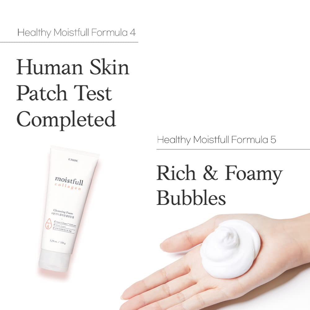 ETUDE HOUSE Moistfull Collagen Cleansing Foam 150ml (Old Version) | Facial Cleanser | Moist and bouncy bubble foam cleanser moisturizes skin | Skin Cleanser