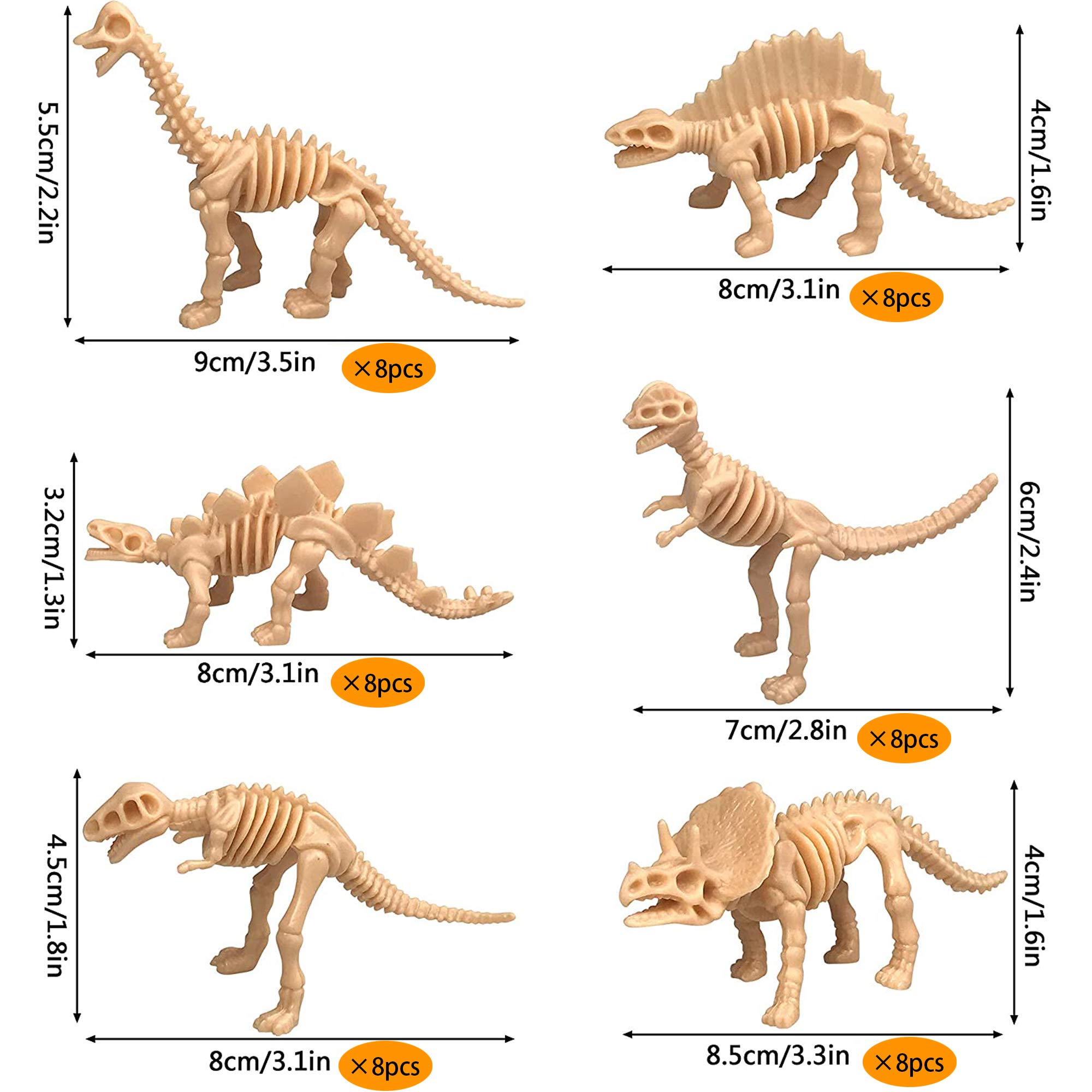 PPXMEEUDC 48PCS Dinosaur Fossil Skeleton Dinosaur Skeleton Toys Dino Sand Dig Party Favor Decorations