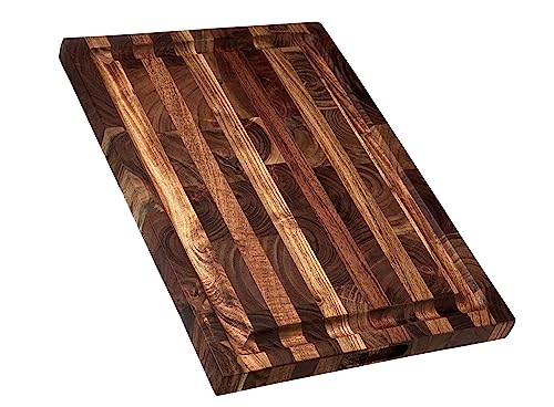 Mountain Woods EGA19 Acacia Hardwood End Grain Cutting Board with Juice Groove, 19”X13”x1.5”