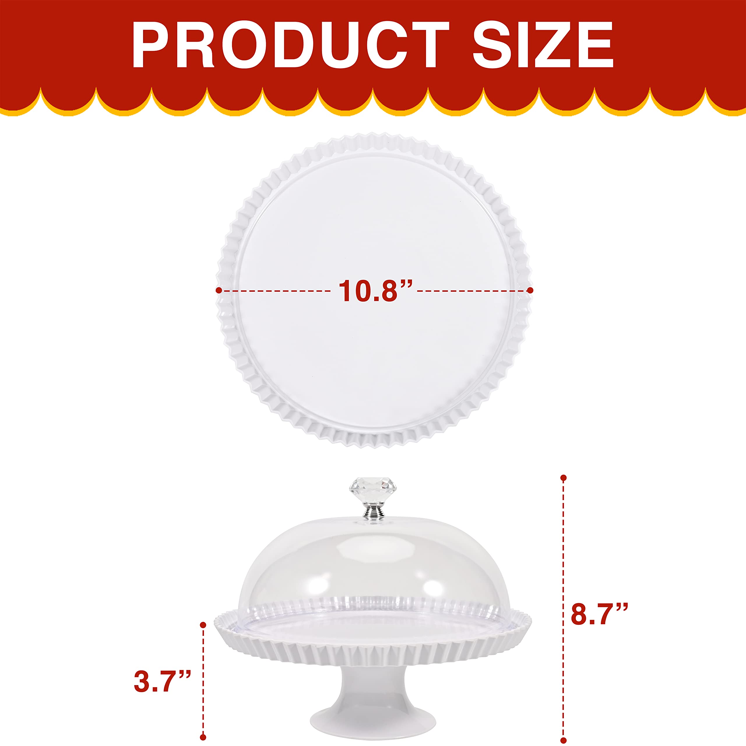 Blue Boat 11-inch Cake Stand with Lid Wedding Cake Display,Easy to Clean, Slightly Raised Edge
