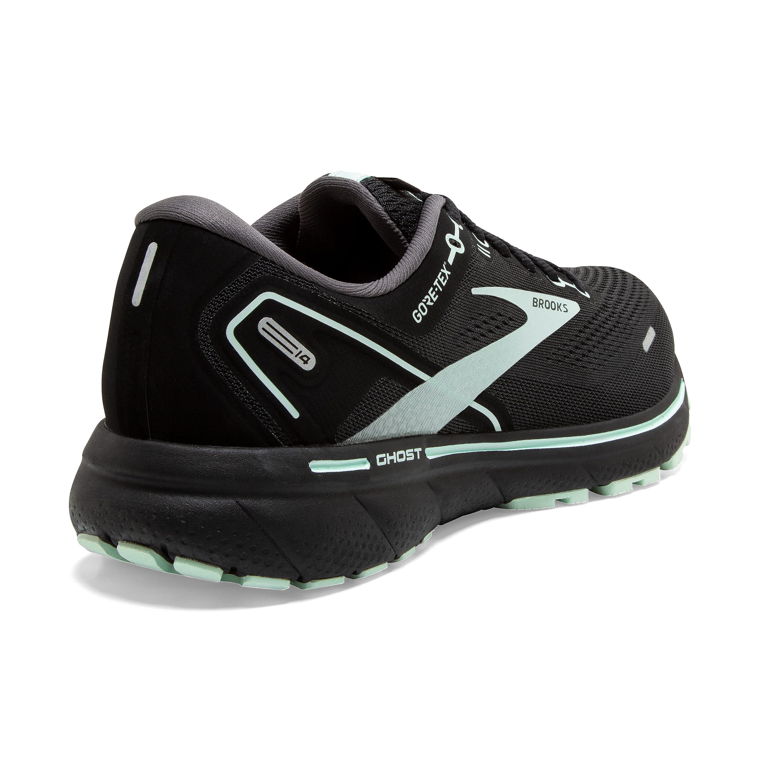 Brooks Women's Ghost 14 GTX Waterproof Neutral Running Shoe - Black/Blackened Pearl/Aquaglass - 8 Medium