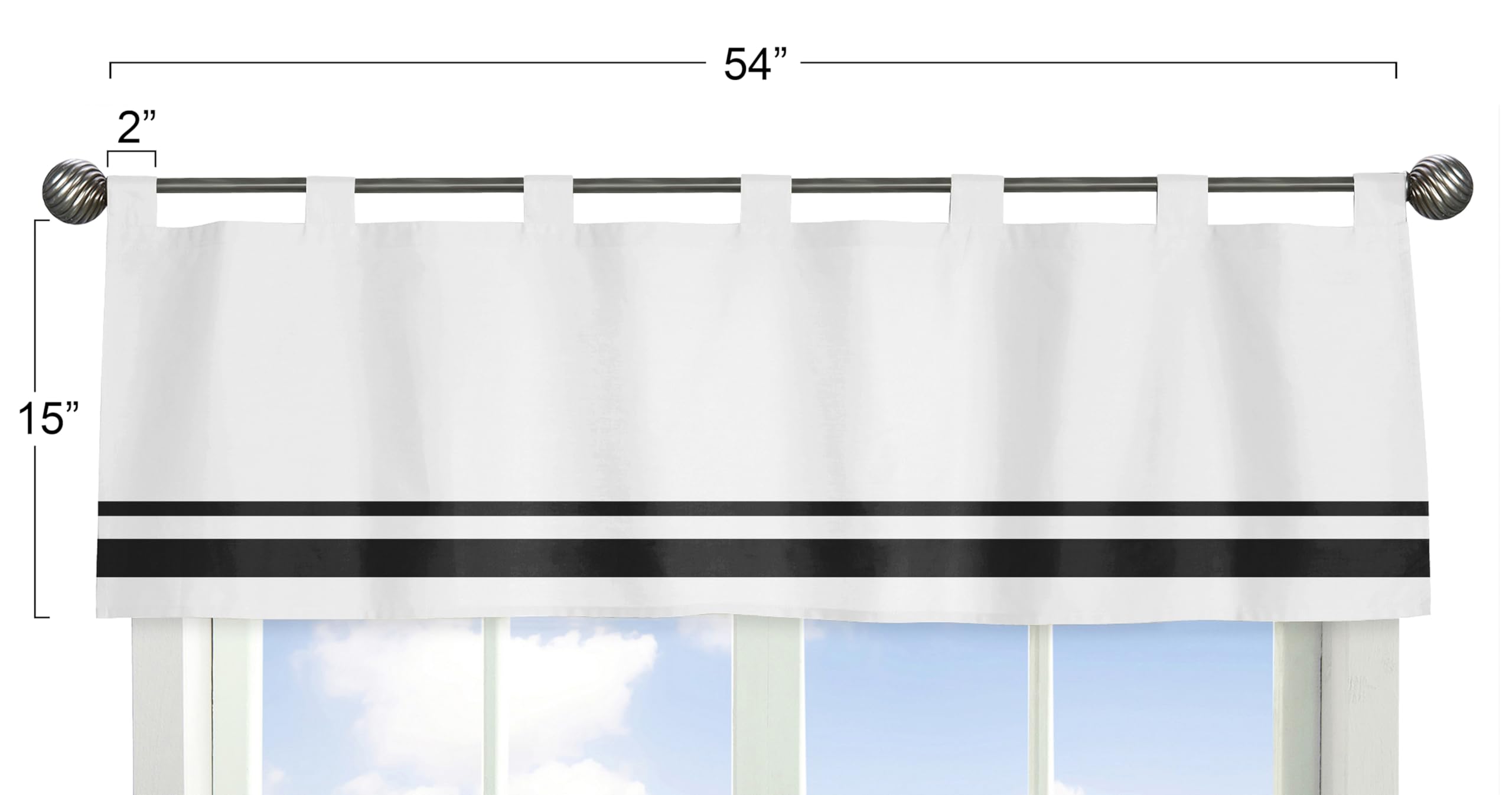 Sweet Jojo Designs White and Black Hotel Modern Window Valance
