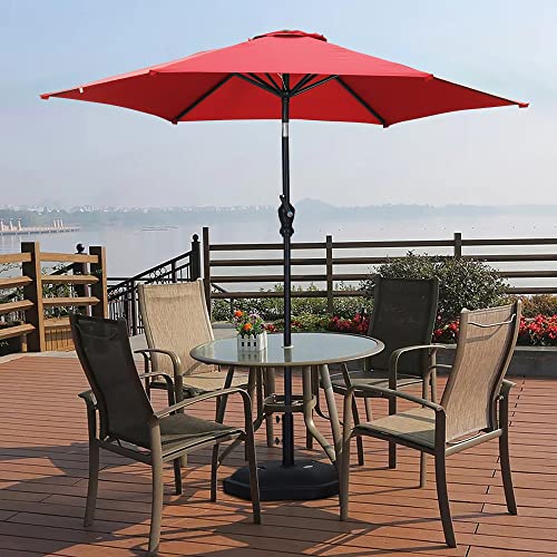 HYD-Parts 9FT Patio Umbrella Outdoor Table Umbrella,Market Umbrella with Push Button Tilt and Crank for Garden, Lawn, Deck, Backyard & Pool (Red)