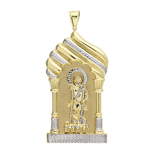 BAYAM 2 1/2" Saint Lazarus Jesus Pendant Diamond Cut Real 10K Yellow White Gold