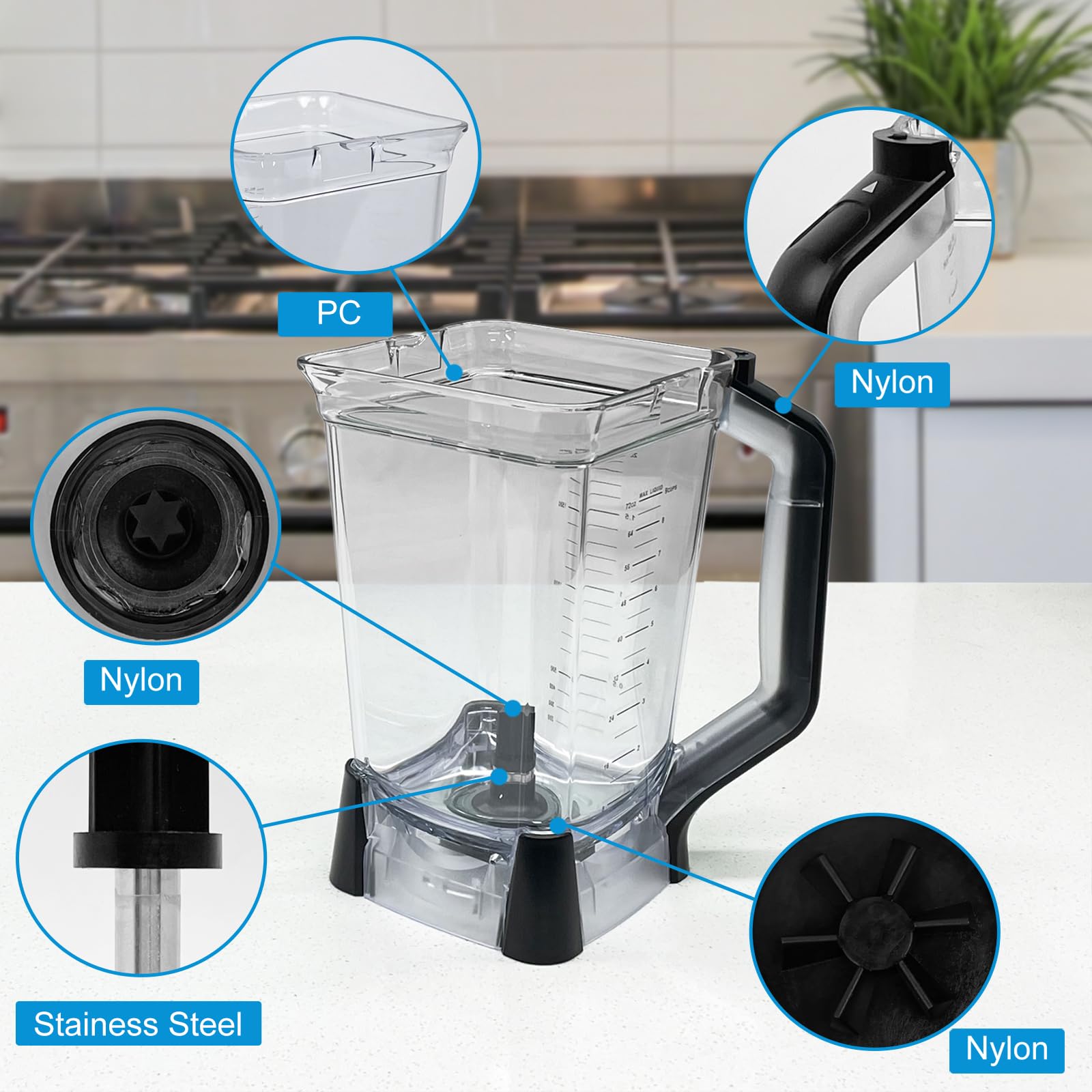 Blender Parts for Ninja 72 oz (9 Cups) XL Pitcher BL610 BL710