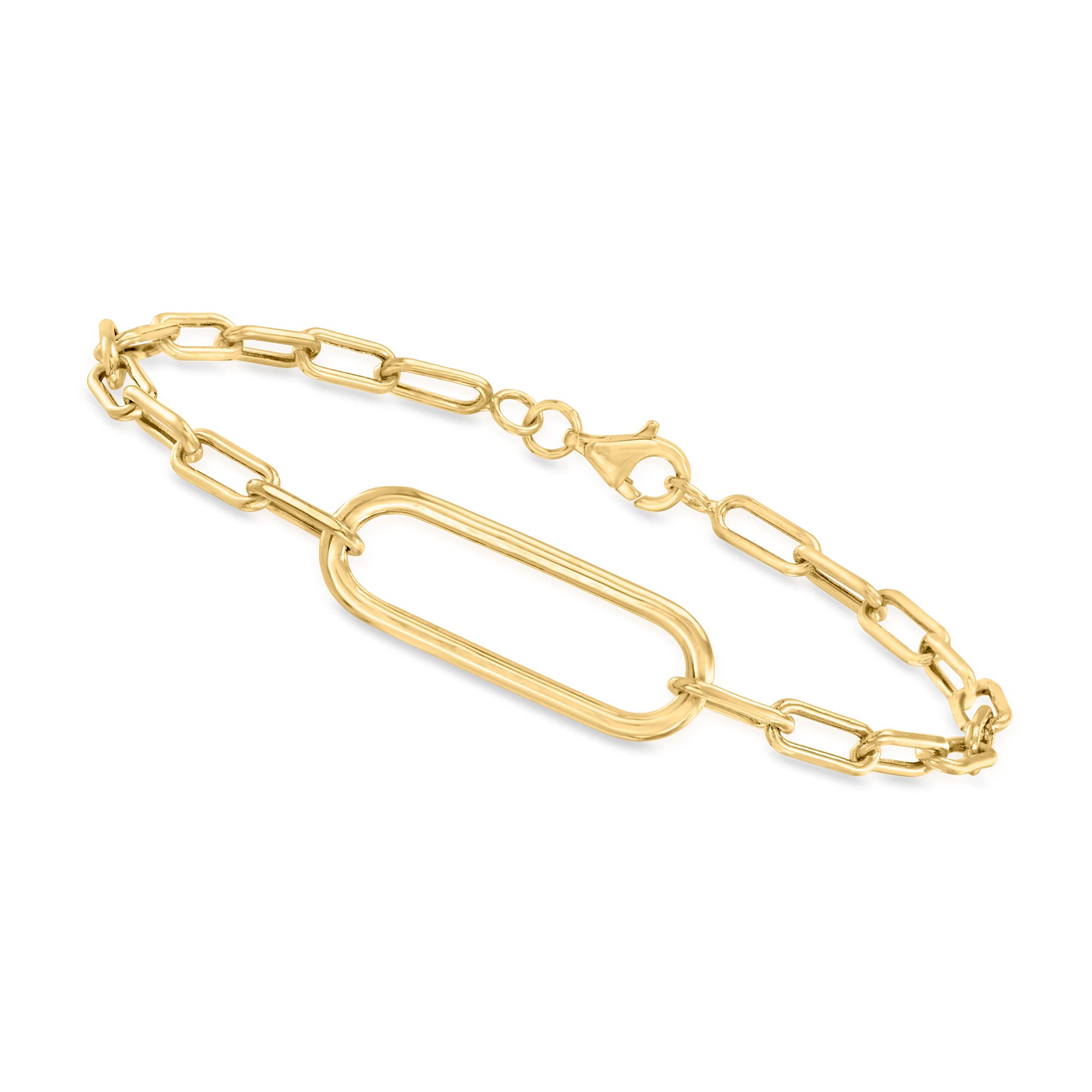 Canaria 10kt Yellow Gold Paper Clip Link Bracelet. 7 inches