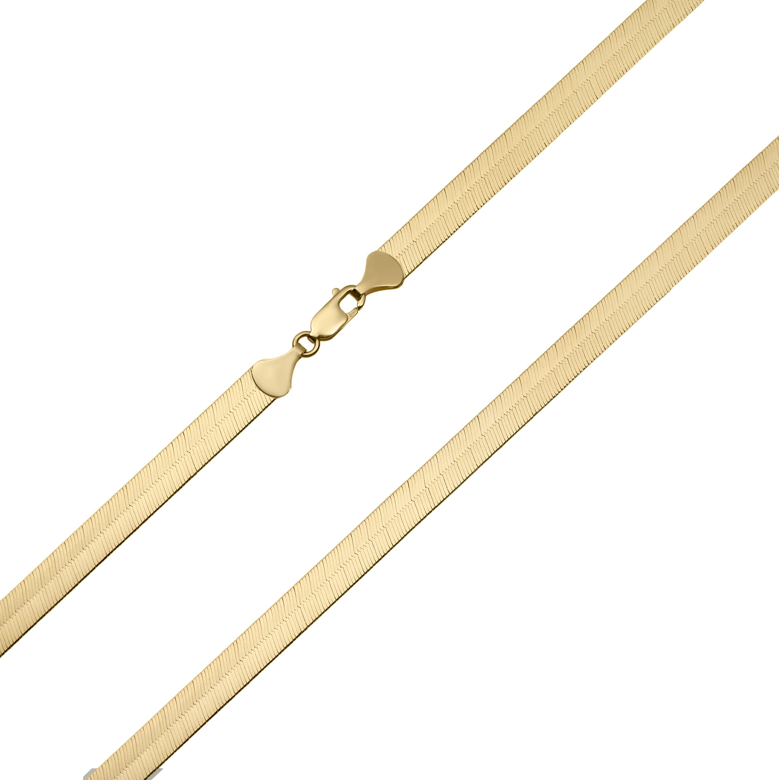 BAYAM 8mm High Polished Herringbone Chain Unisex Adult Necklace 10K Solid Yellow Gold Jewelry