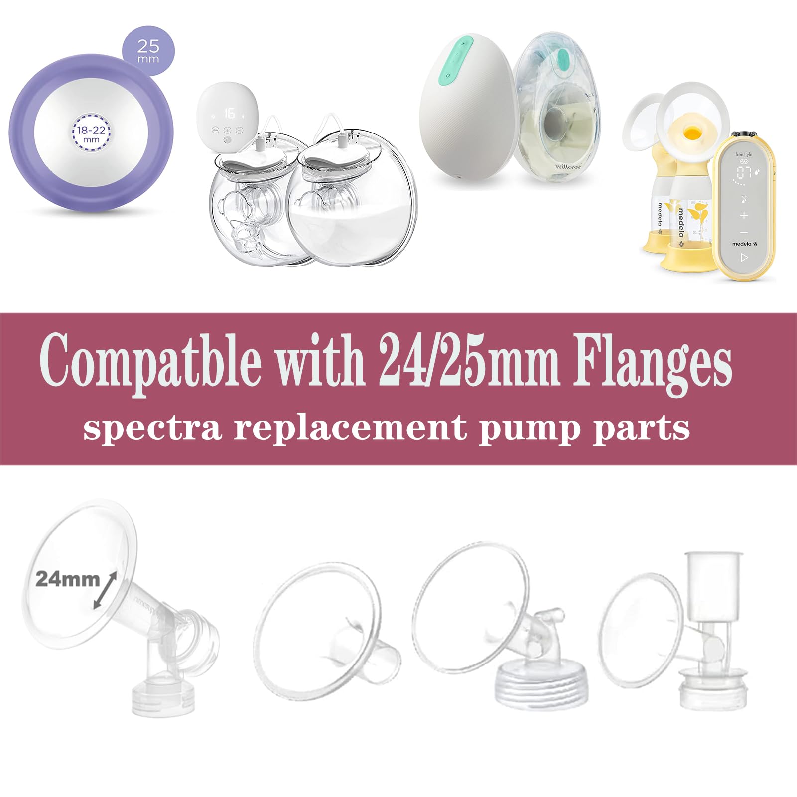 bliblo 6pcs Flange Insert 17mm, Compatible with TSRETE/Bellababy/Lansinoh/momcozy S9/S12/S9pro/S12pro,Wearable Breast Pump Shields/Flanges,Milk Collector 24mm Universal (17mm)