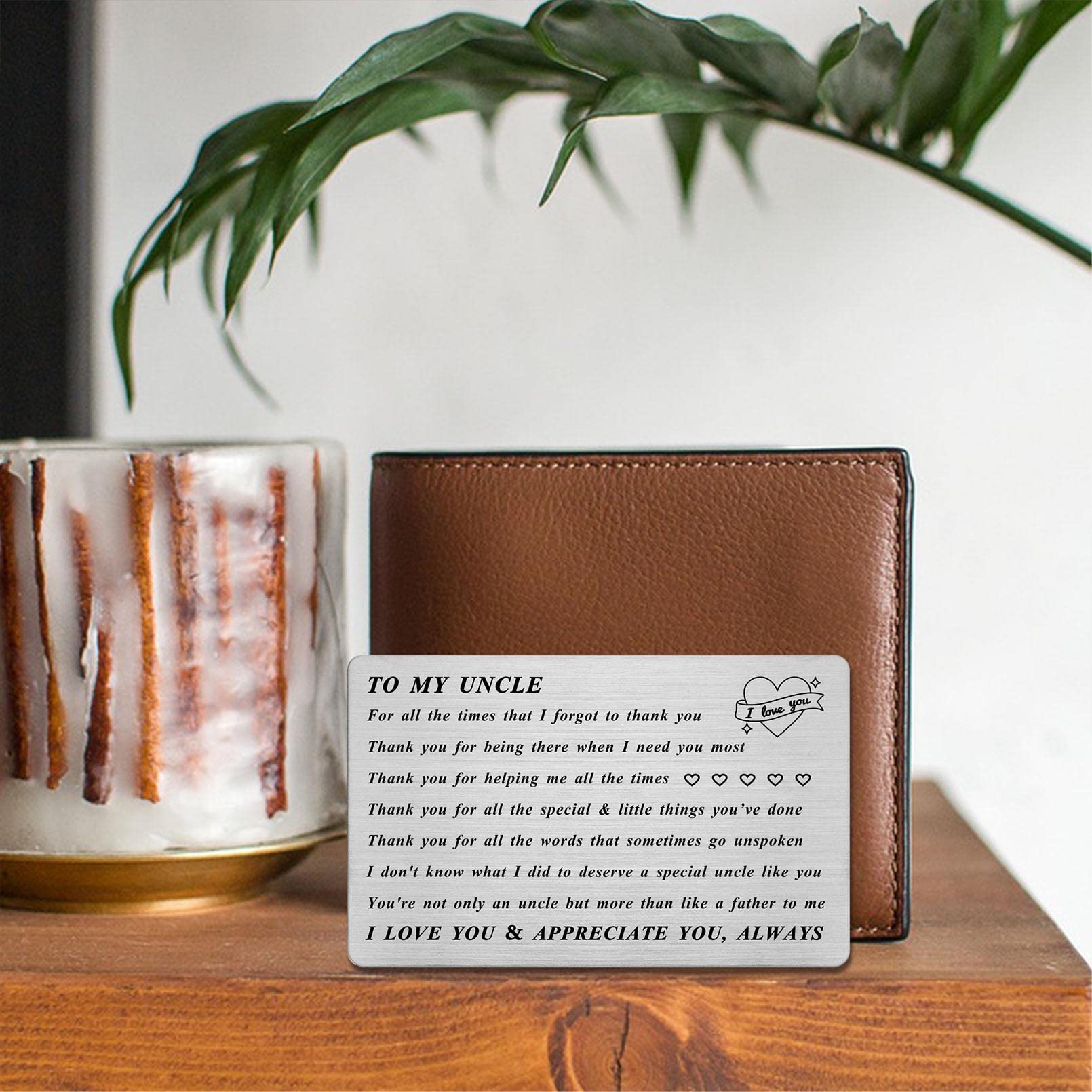 Jzxwan Uncle Father's Day Card for Men, Best Uncle Gifts, Personalized Uncle Birthday Card from Niece Nephew, Thank You Uncle Presents, Best Uncle Gift Ideas