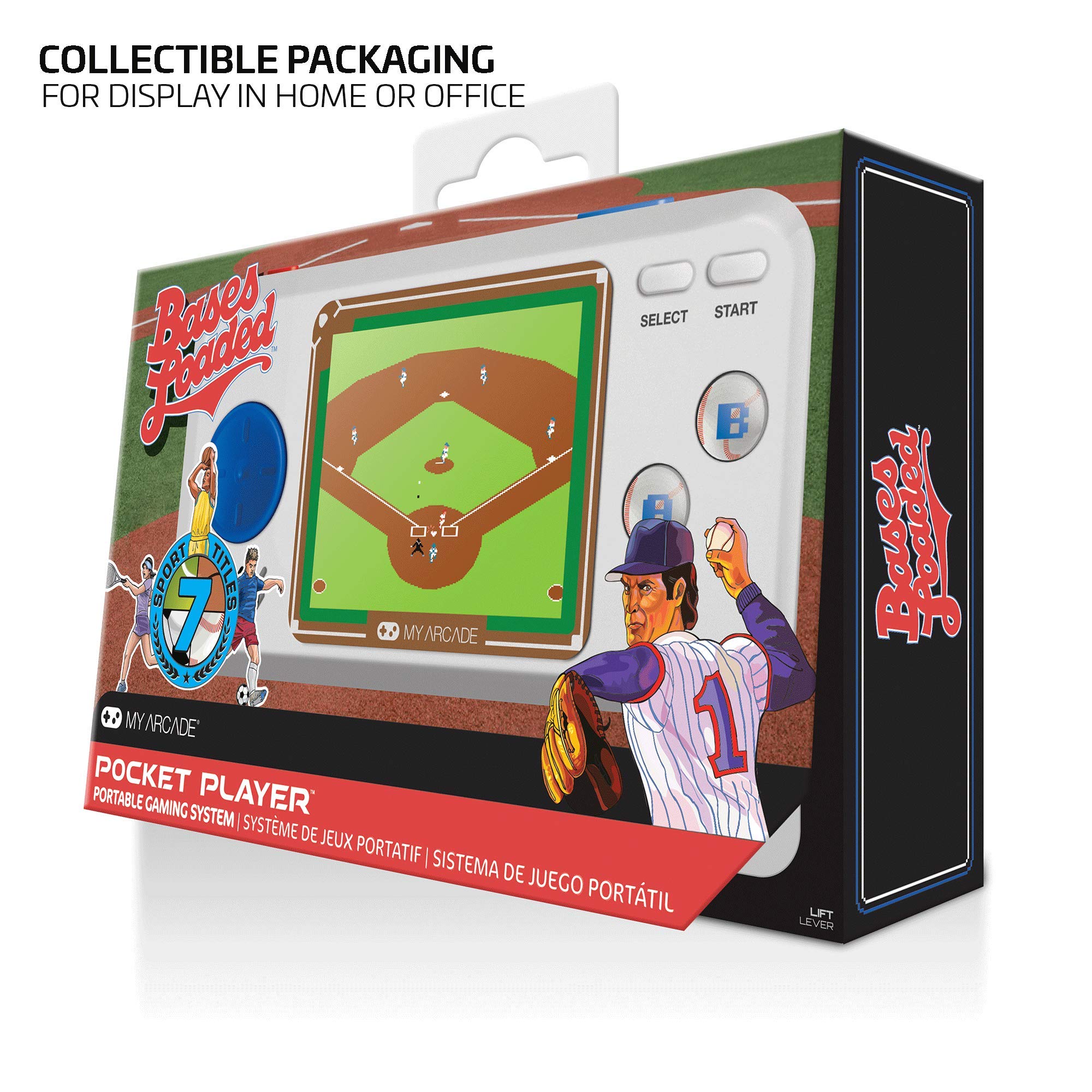 My Arcade Bases Loaded Pocket Player - Collectible Handheld Game Console with 7 Games (DGUNL-3278)