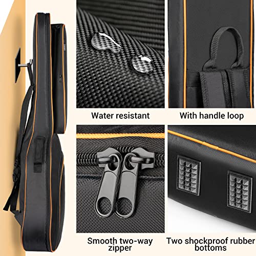 CAHAYA 44 Inch Guitar Bag for Dreadnought and Jumbo Orange Line Gig Bag 0.47in Thick Padding Water Resistent Adjustable Shoulder Strap Guitar Case with Back Hanger Loop and Music Stand Pocket CY0285