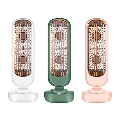 Novobey Retro Desk Fan, Mini Portable Fan Retro Double-Leaf Tower Fan USB Charging Cordless Personal Fan for Desktop Home Office Bedroom Camping Outdoor (pink)