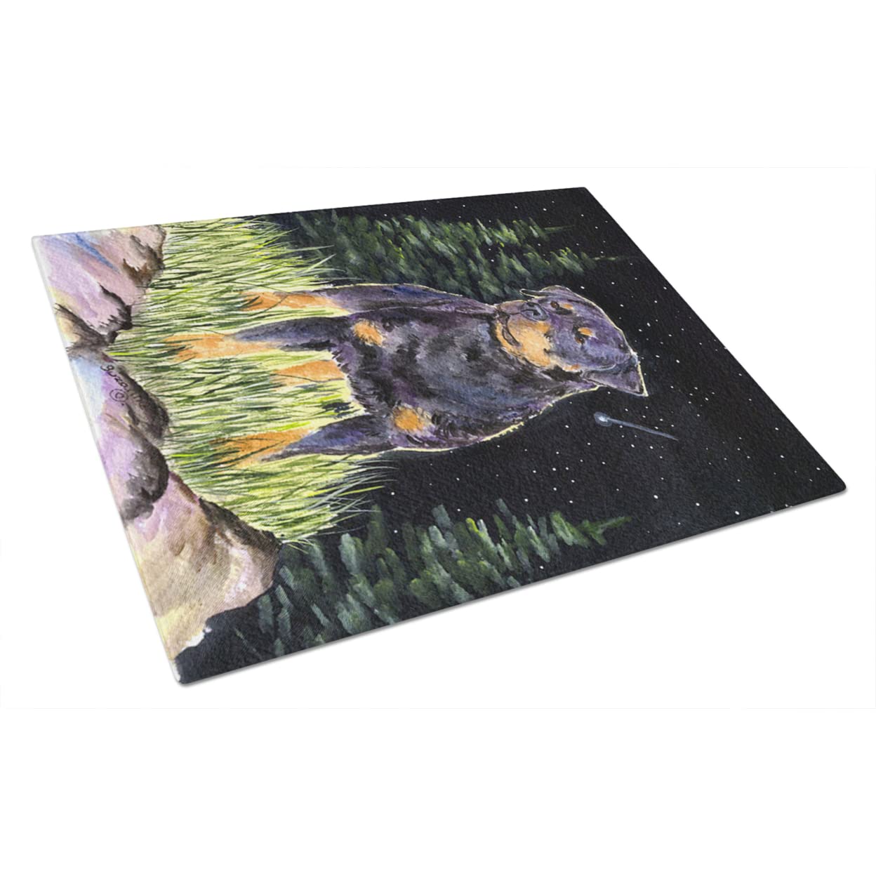 Caroline's Treasures SS8475LCB Starry Night Rottweiler Glass Cutting Board Large Decorative Tempered Glass Kitchen Cutting and Serving Board Large Size Chopping Board