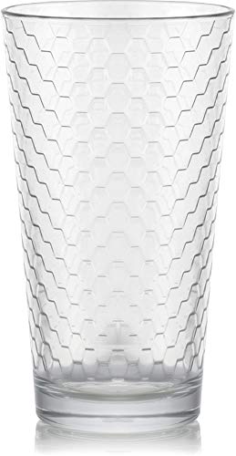 Circleware Paragon Heavy Base Highball Drinking Glasses Tumblers, Huge Set of 8 Kitchen Entertainment Ice Tea Beverage Cups Glassware for Water, Juice, Beer and Bar Decor Gift, 15.7 oz, 15.7 oz, Clear