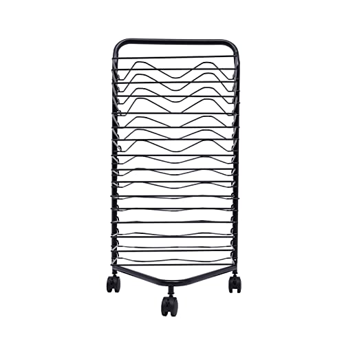 DNYSYSJ Art Drying Rack for Classroom, Paint Drying Rack Art 16 Shelves Metal Artwork Storage Display Rack with Wheels (Black)