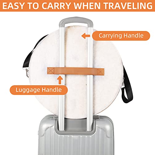 Ohiyoo Hat Box Hat Storage Box 16'' x 8'' Travel Hat Box Hat Boxes with Lids Round Hat Boxes for Women Storage Hat Foldable Box for Travel Stuffed Animal Toy Storage Bin with Lid (White)
