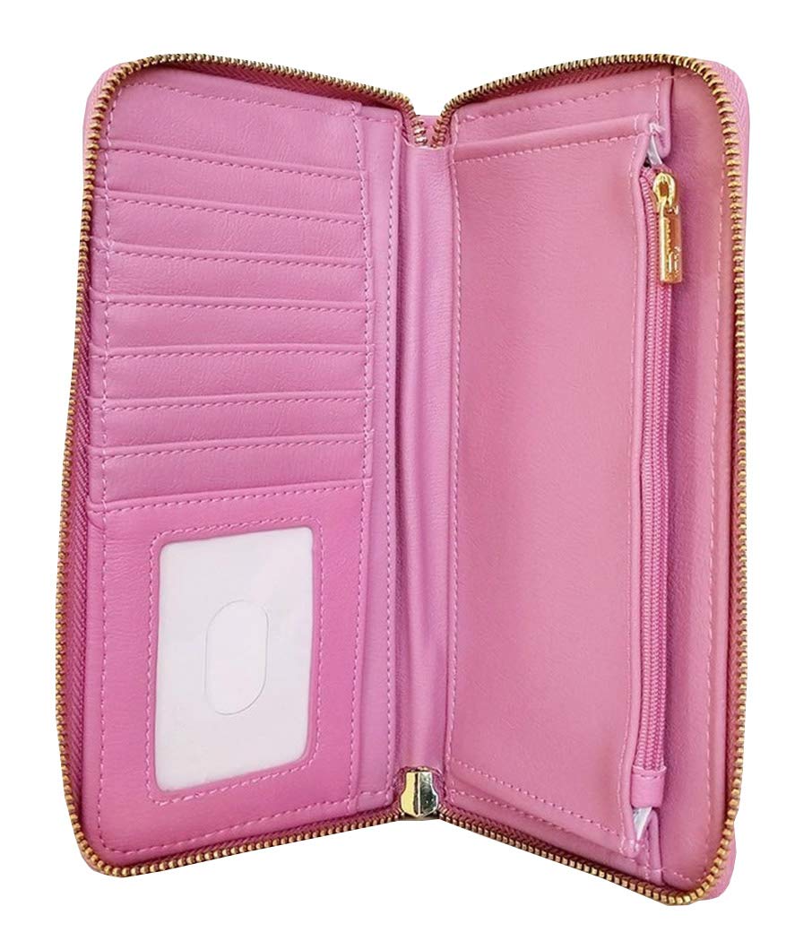 Loungefly x Disney Sleeping Beauty Sequined Zip-Around Wallet (Pink/Blue, One Size)