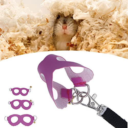 Hamster Harness Vest and Leash Set No Pulling Comfort Padded Vest Guinea Pig Striped Harness for Guinea Pigs, Hamster, Ferret, Chinchilla Purple