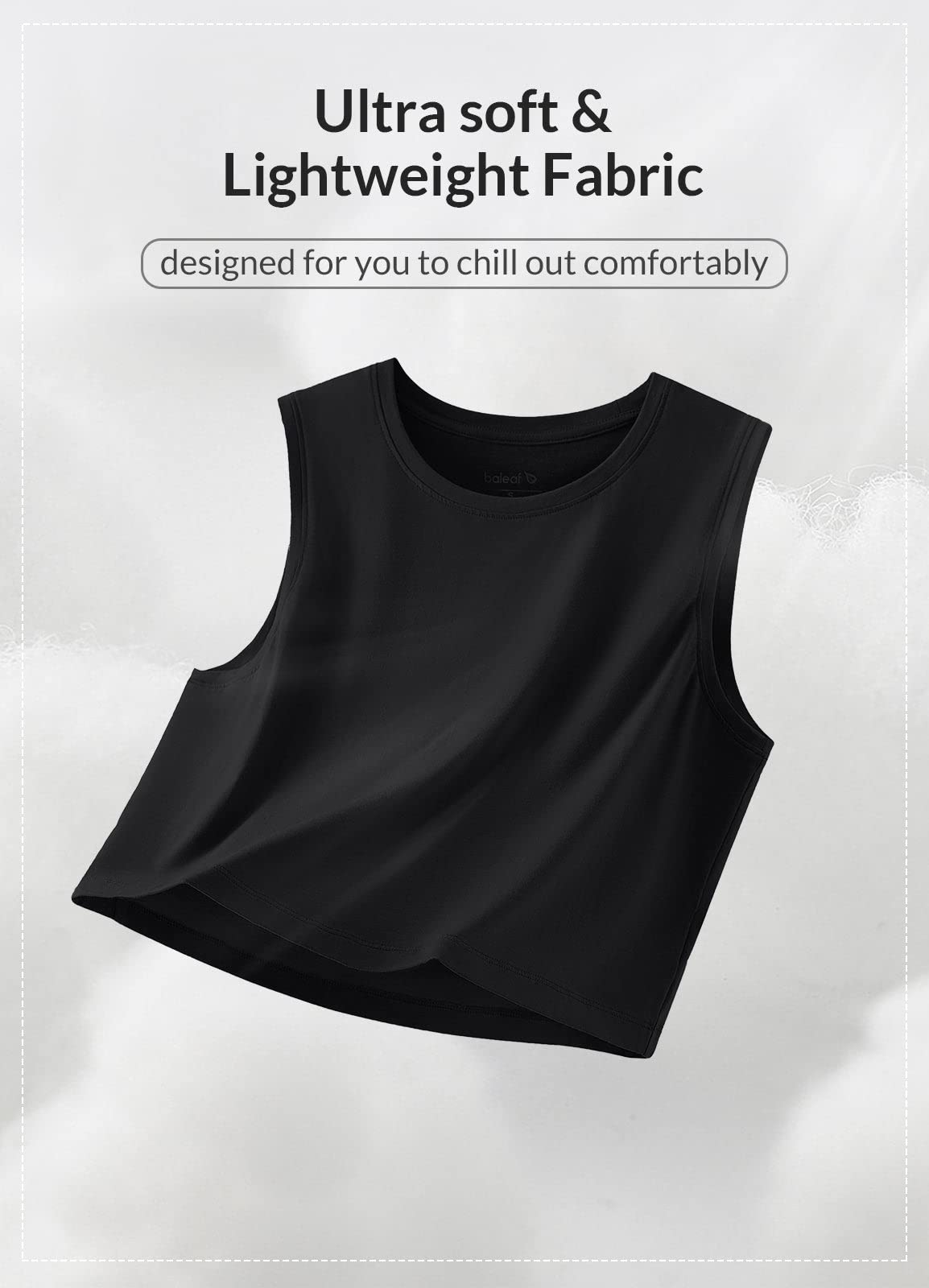 BALEAF Women's Workout Crop Tank Tops Pima Cotton Muscle Tank Sleeveless Tops Athletic Running Shirts Black S
