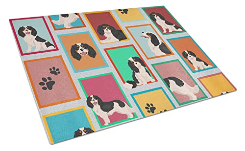 Caroline's Treasures MLM1152LCB Lots of Tricolor Cavalier Spaniel Glass Cutting Board Large Decorative Tempered Glass Kitchen Cutting and Serving Board Large Size Chopping Board
