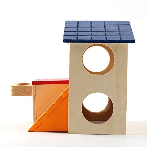 Hamster Hideout Hut Small Animals Two Layers Wooden House for Mice Gerbil Rat Dwarf Hamster Cage Exercise Toy