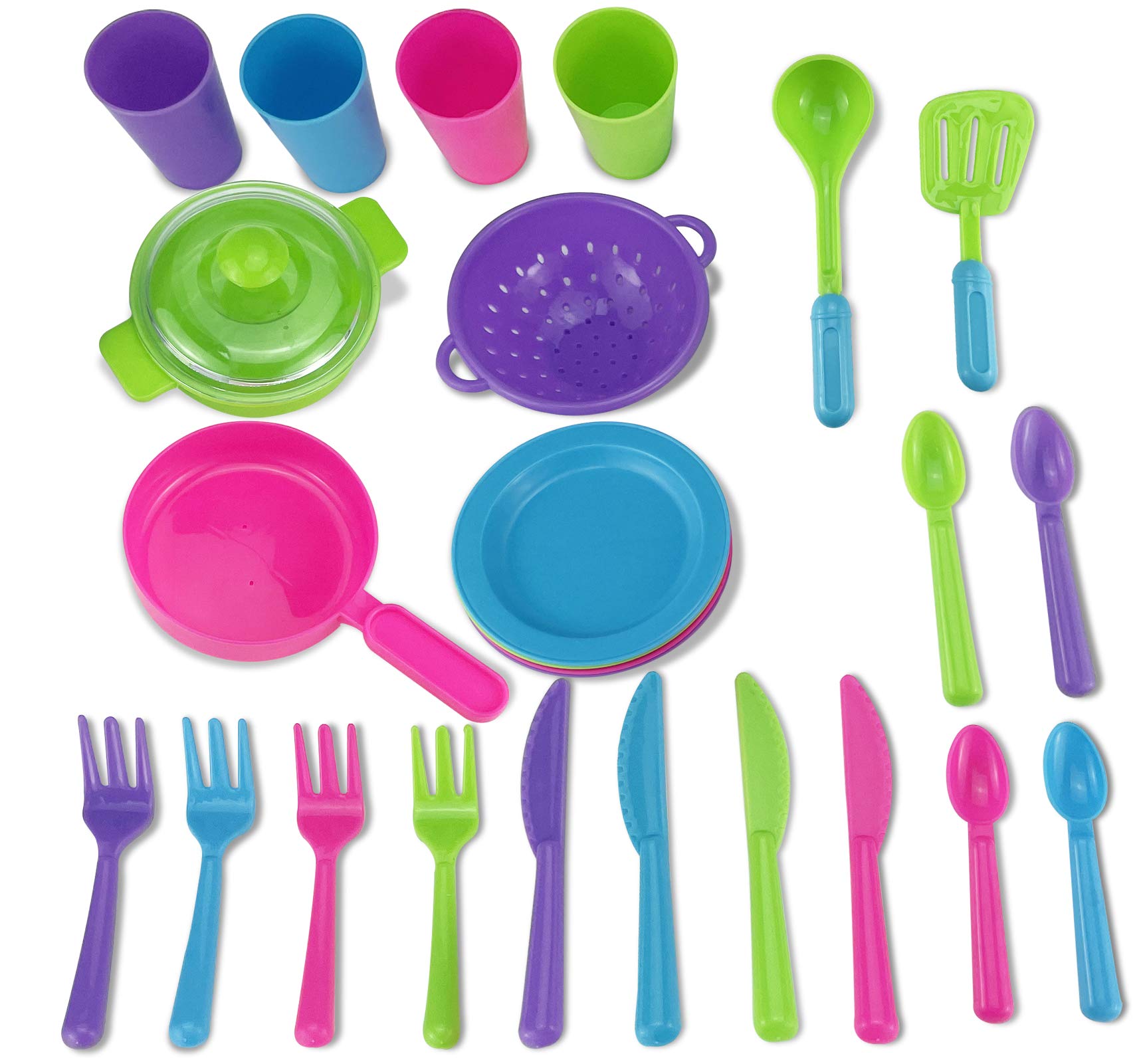 Kids Super Durable Kitchen Toys Set, Pretend Play Children's Dish Toy, Wash and Dry Tableware Dish Rack with Drainer (Great Gift for Kids) (27 Pieces)